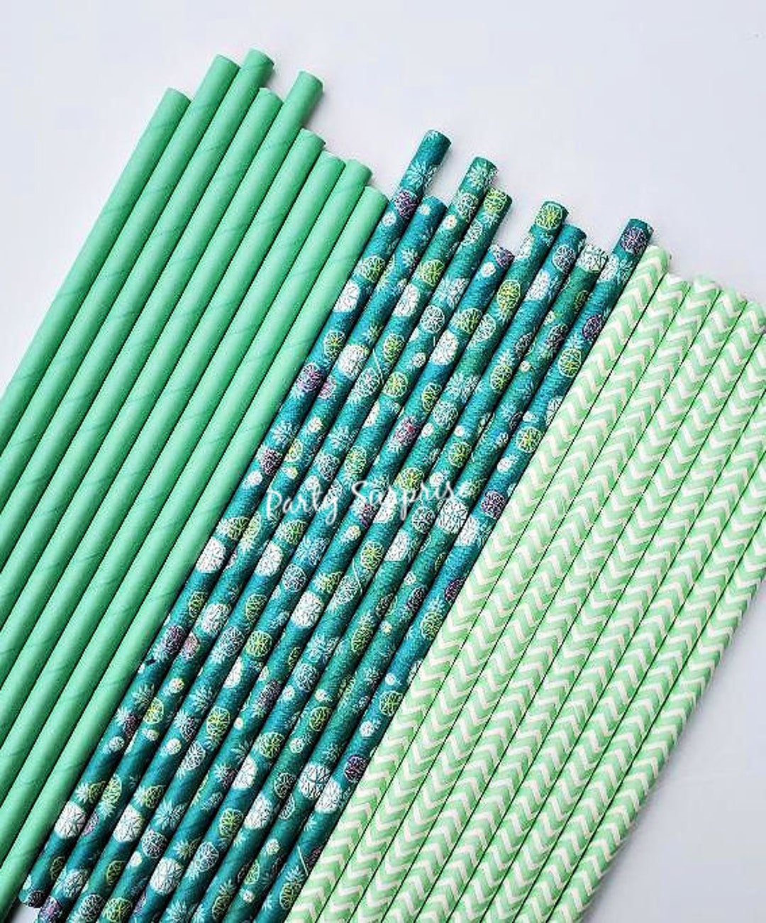 Straws Pineapple Fruit Straws Green Hawaiian Luau Tropical Picnic Pool ...