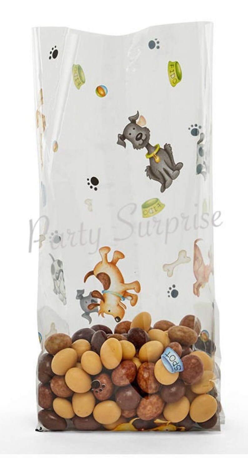 Dog Favor Bags With Paw Print Stickers Puppy Party Treat Bags - Etsy
