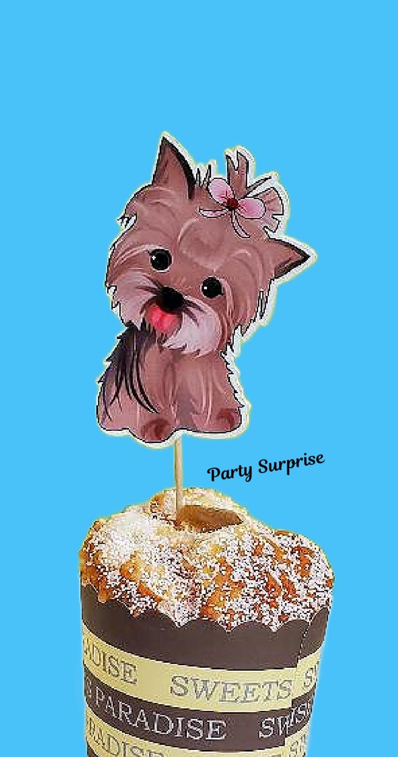 Yorkie Cupcake Toppers: Dog Party Decorations - Etsy