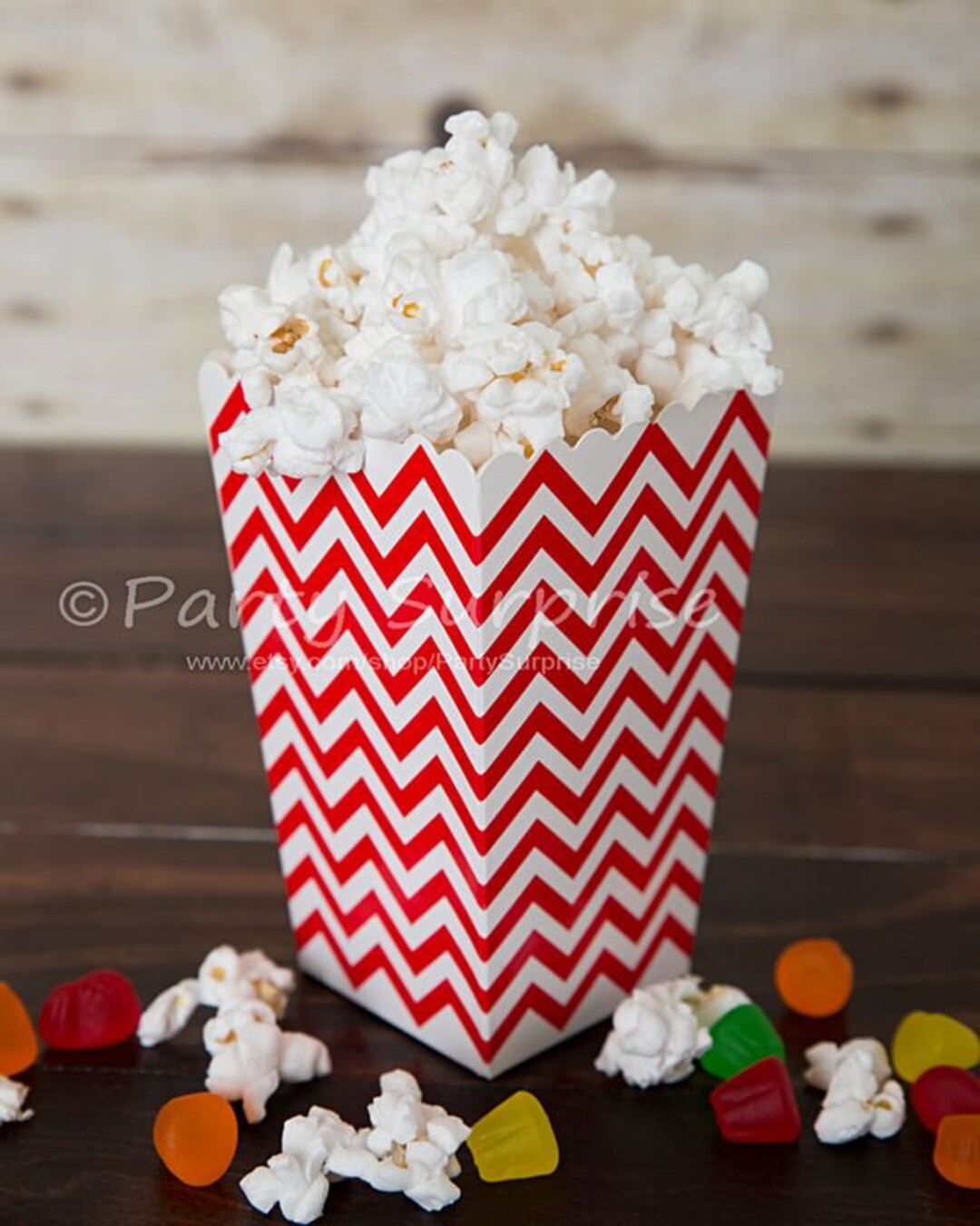 Red Popcorn Mini Boxes, Chevron Mini Popcorn Boxes, Chevron Popcorn ...