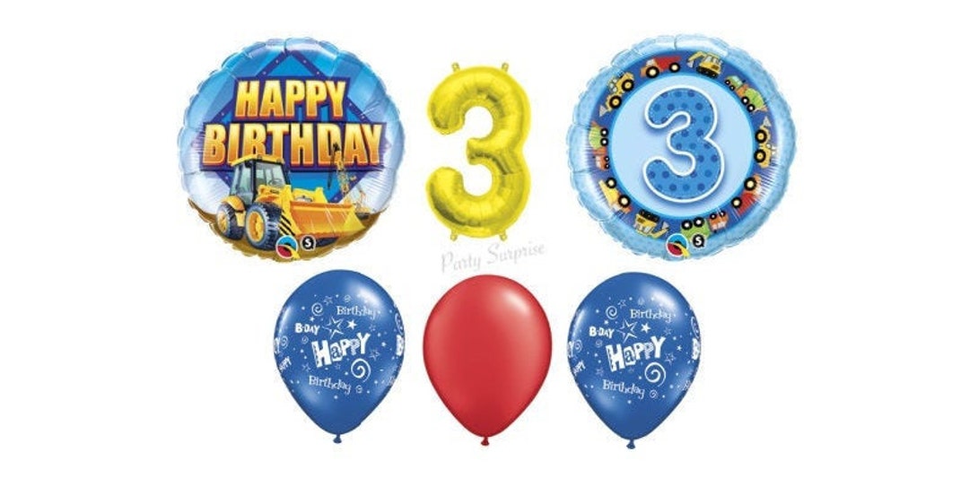 3rd Birthday Boy Balloons Construction Birthday Boy Party Balloon ...