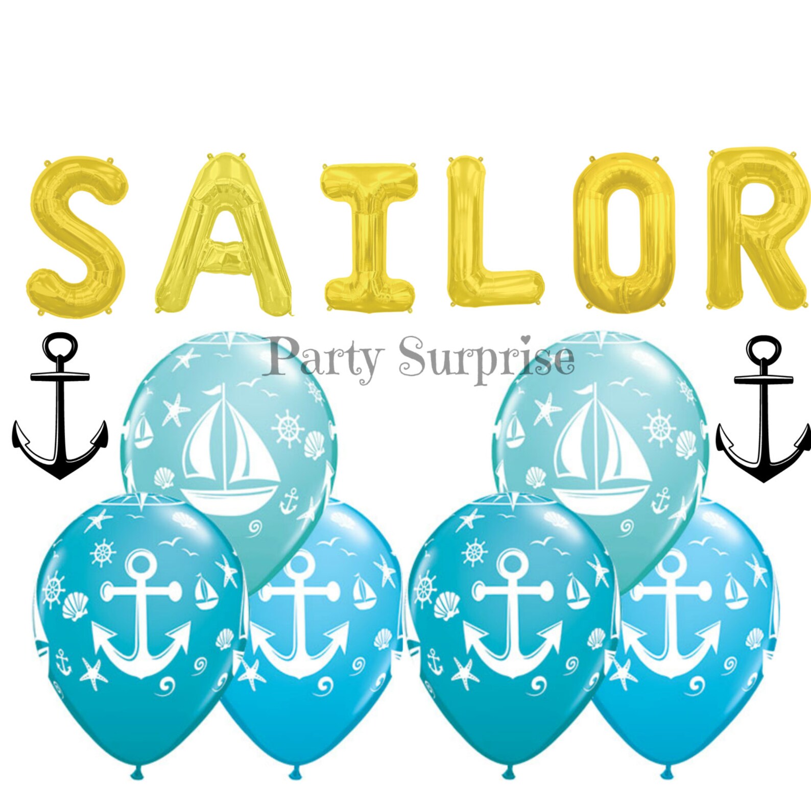 Anchor Balloons Nautical Party Balloons Ahoy Gold Foil | Etsy