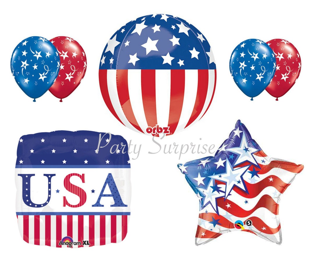 Patriotic Balloon Package Stars & Stripes USA American Pride Veterans ...