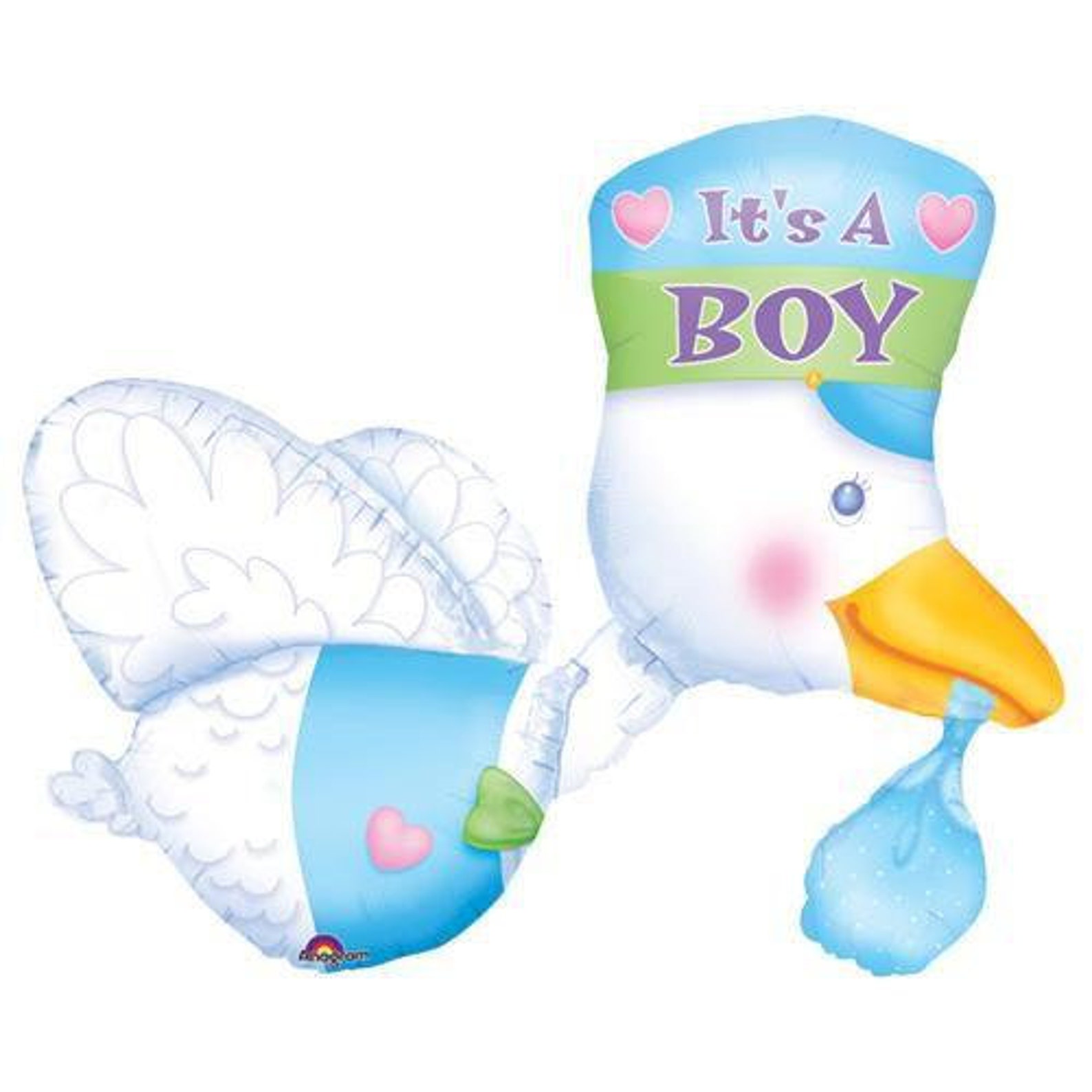 Baby Boy Stork Balloon Package Jumbo Baby Stork Mylar Foil and Latex ...