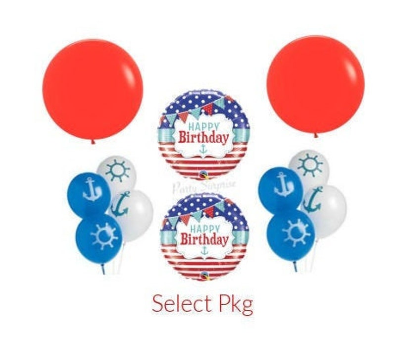 Nautical Birthday Balloon Pkg Patriotic Nautical Balloons Made - Etsy