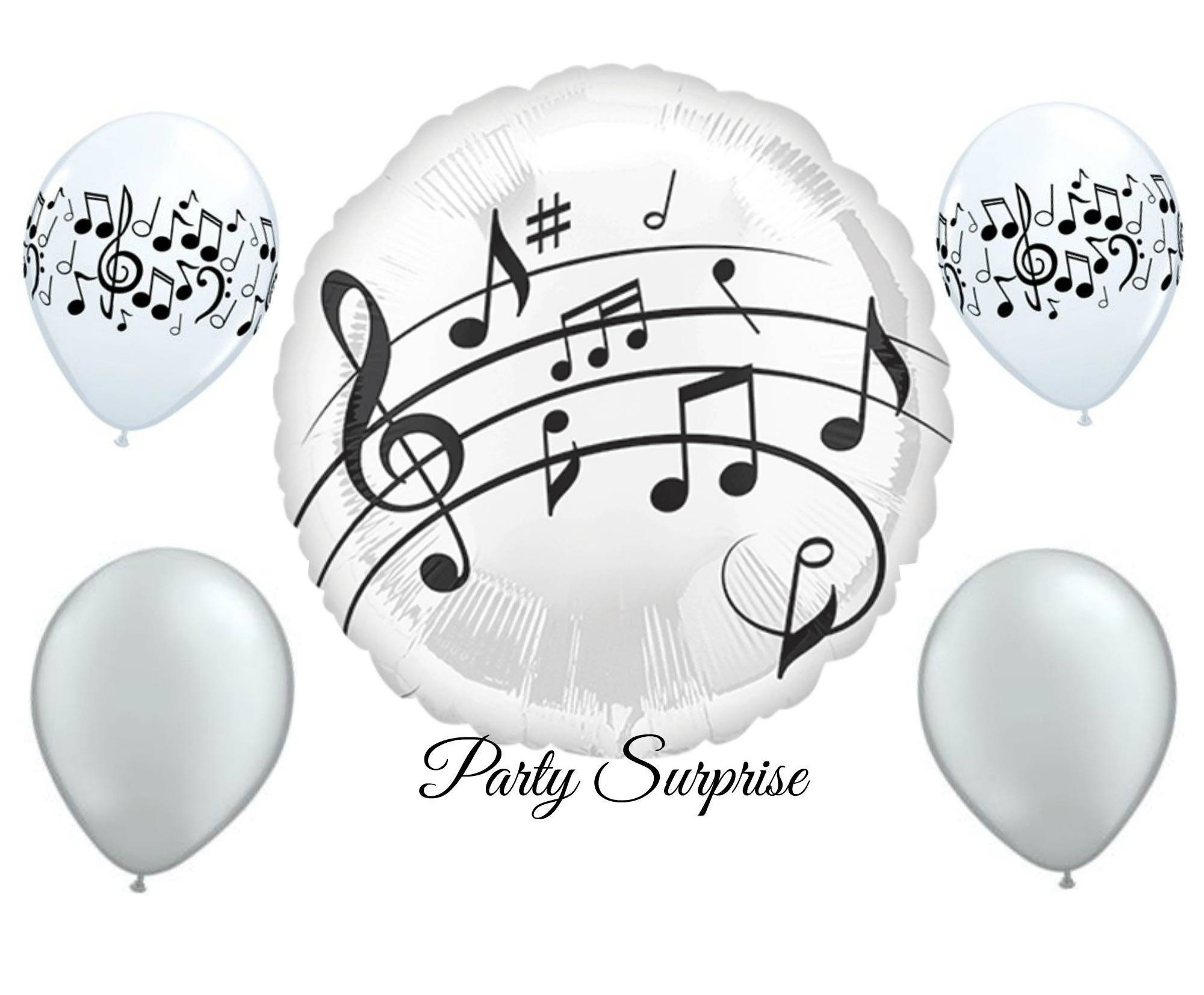 Music Balloons Black on White Musical Notes Musician Orchestra Band ...