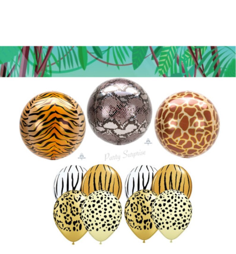 Jungle Safari Birthday Balloons Number Balloon Kids Birthday Jungle ...