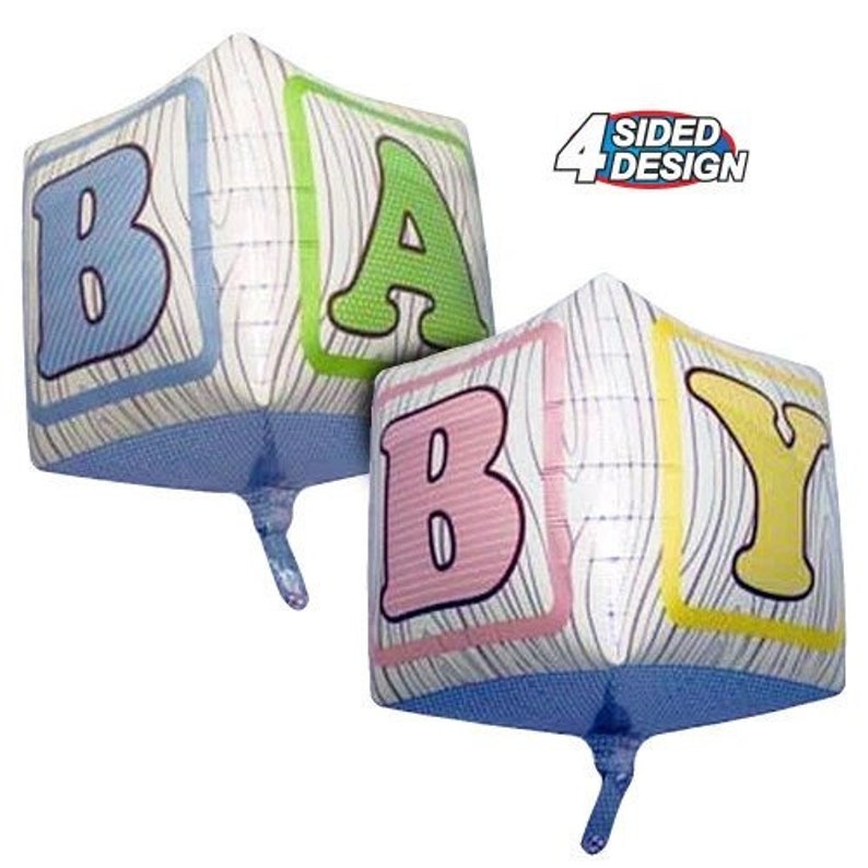 Baby Shower Balloons: USA Made ABCD Block Cubes, Girl or Boy Latex - Etsy