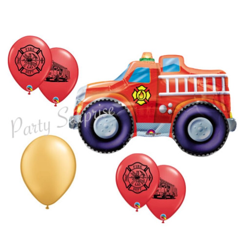 Firefighter Balloons Fireman Birthday Party Balloons Fire - Etsy