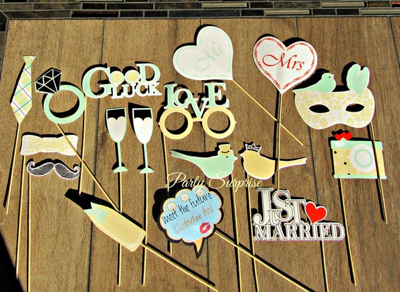 Bridal Shower Photo Prop Set Bachelorette Party Wedding Custom | Etsy