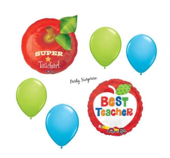Teacher Balloons Package Red Apple Balloon Teacher Present Back to ...