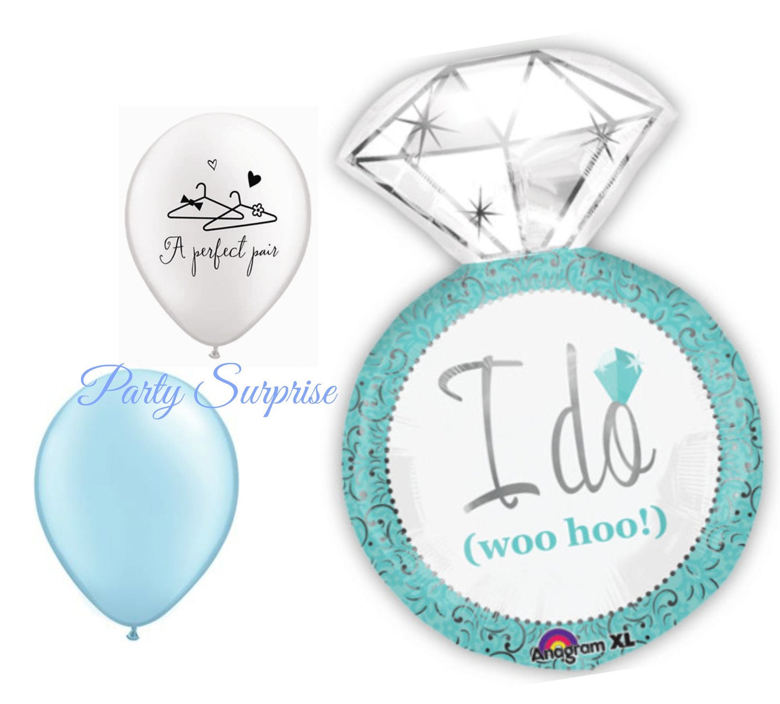 Blue Diamond Ring Bride Balloon Package I Do Engagement Ring - Etsy