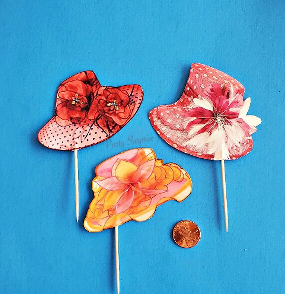 Ladies Hat Cupcake Toppers Derby Hats Southern Hats Derby Party Toppers ...