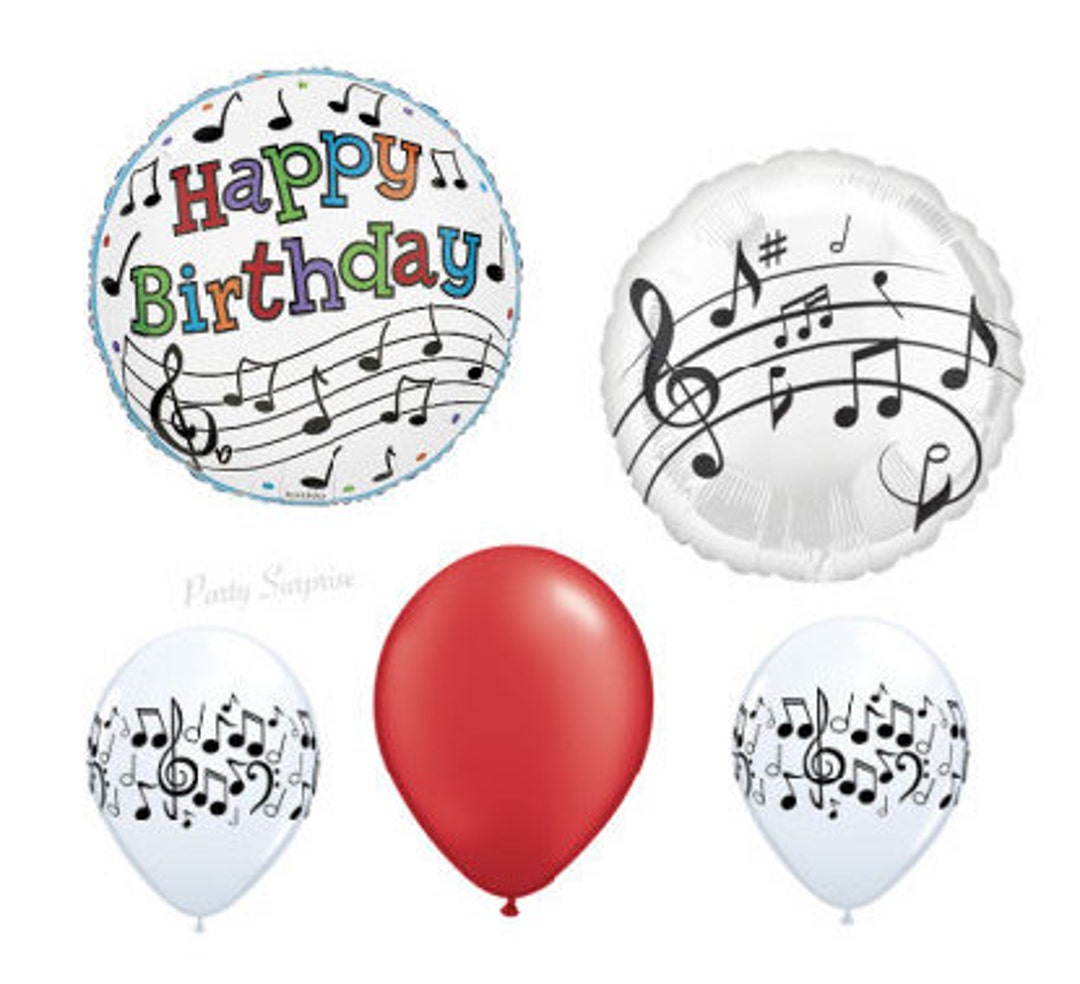 Music Balloons Happy Birthday Music Notes Treble Clef Mylar Foil Latex ...