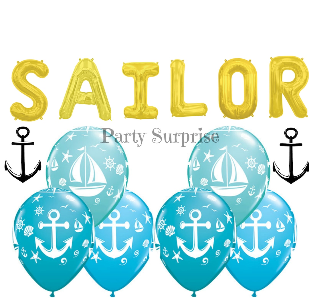 Anchor Balloons Sailor Navy Sailboat Baby Shower Nautical Party ...
