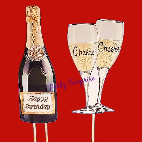 Champagne Bottle Cupcake Topper - Etsy