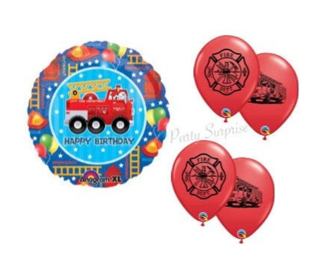 Firefighter Balloons Fireman Birthday Party Balloons Fire - Etsy