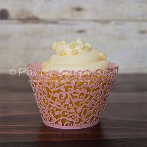 Gold Cupcake Wrapper Metallic Gold Foil Lace Filigree Wedding Birthday ...