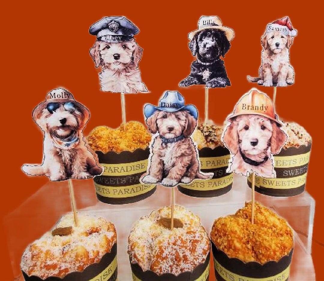 Personalized Doodle Dogs Cupcake Toppers With Hats - Etsy