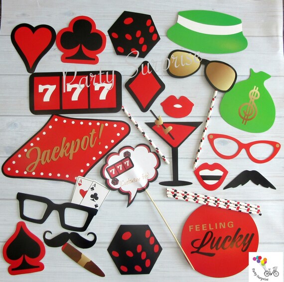 Casino Party Photo Prop Set 21 pieces Custom Speech Bubble Casino ...