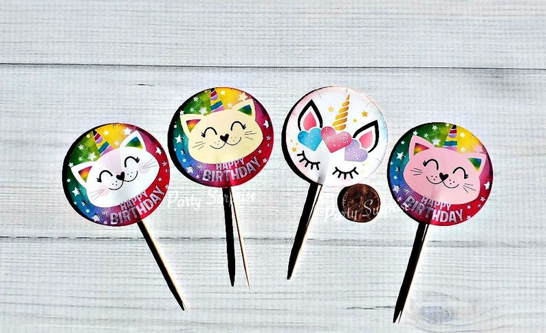 Cat Happy Birthday Balloon Pkg Calico Cat Caticorn Paw Print - Etsy