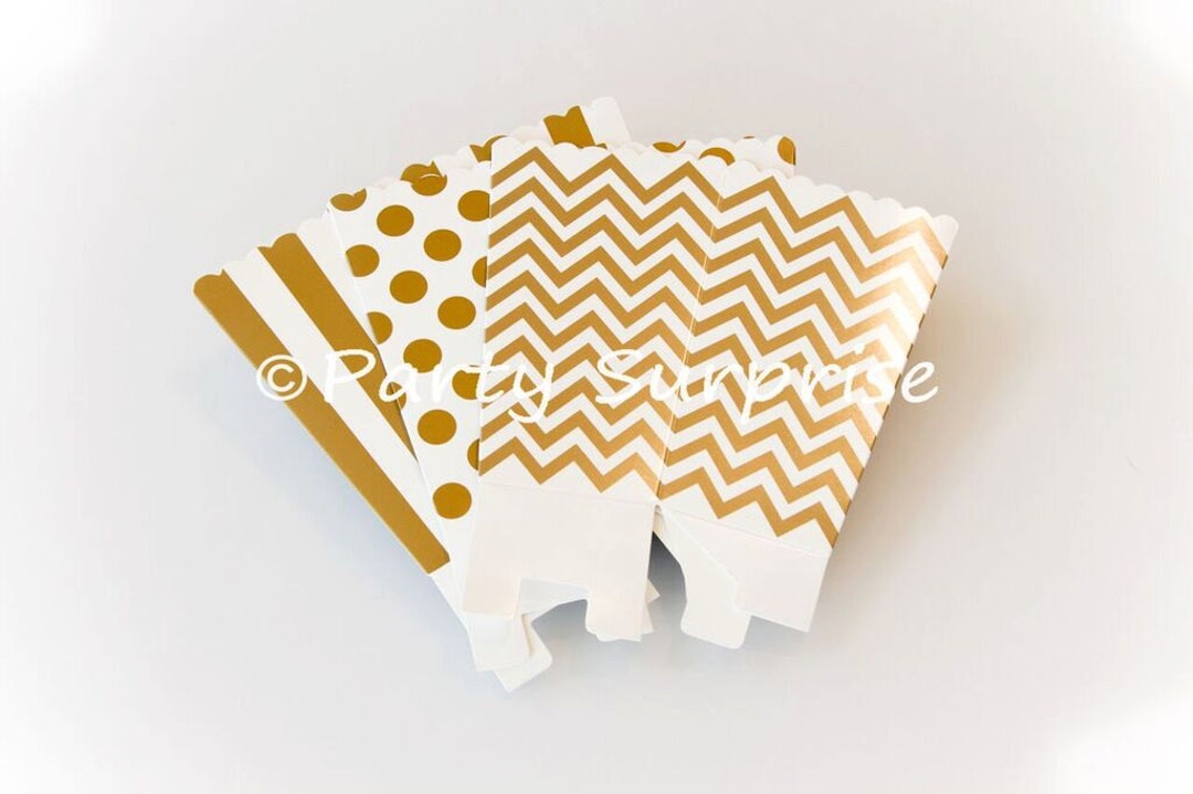Gold Popcorn Boxes Gold Favor Treat Mini Popcorn Boxes Wedding Birthday ...