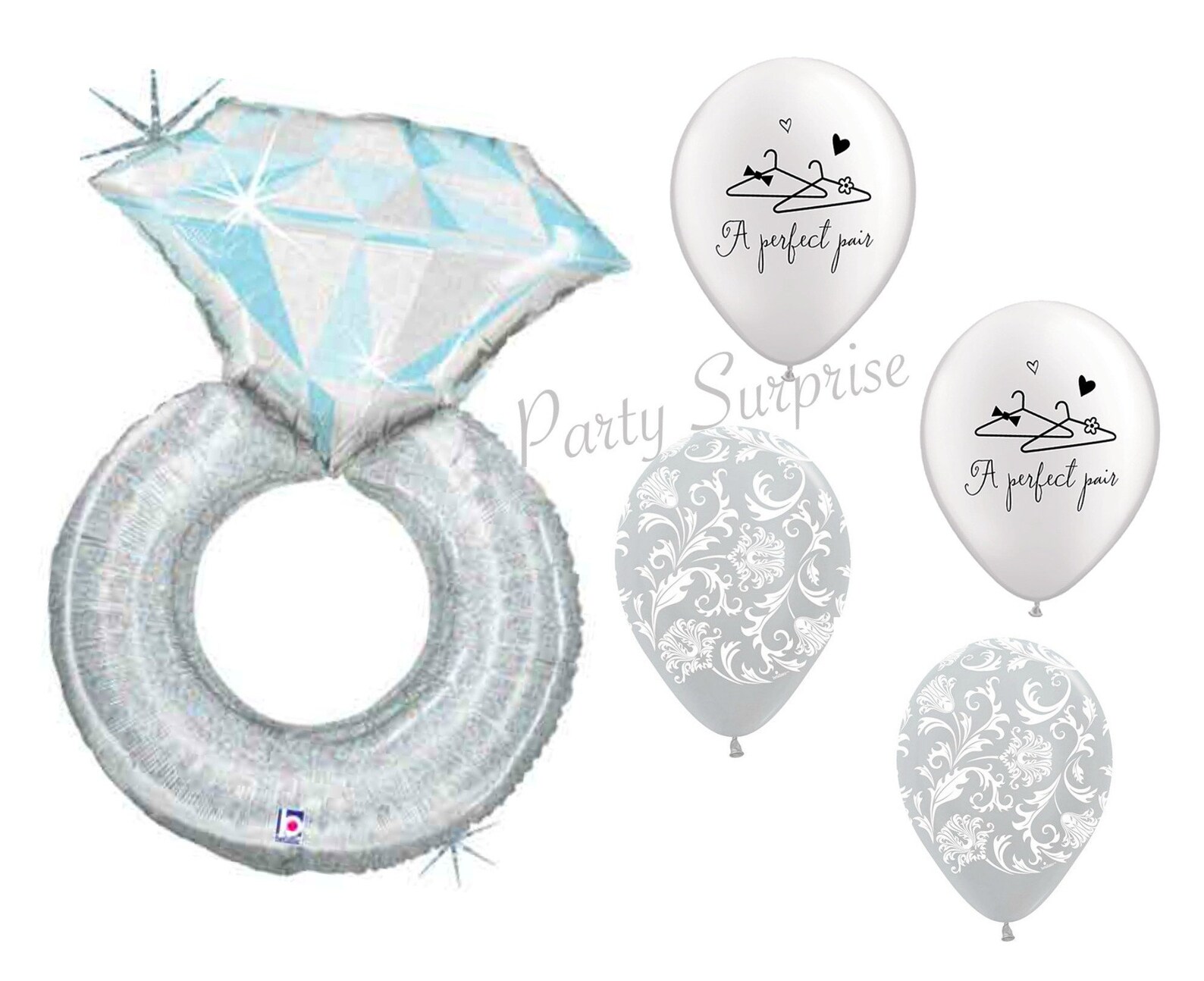 Diamond Ring Balloon Packagesilver Ring Damask A Perfect Fit - Etsy