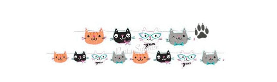 Cat Banner Heavy Card Stock and Ribbon Included 66 Long Cat Party Decor ...