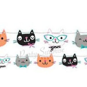 Cat Banner Heavy Card Stock and Ribbon Included 66 Long Cat Party Decor ...