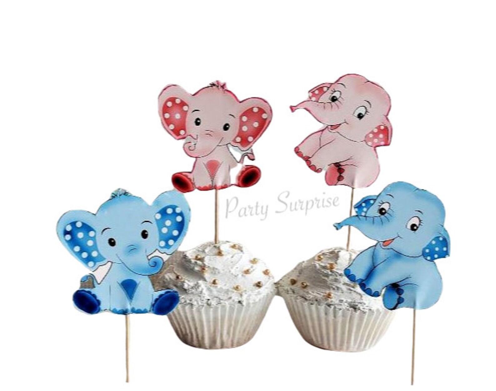 Elefante Cupcake Toppers Elefante Baby Shower Género Revelar | Etsy