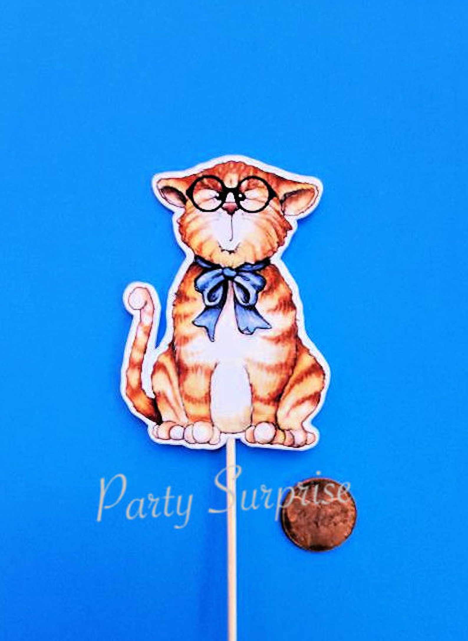 Cat Cupcake Toppers Orange Tabby Cat Custom Made Toppers | Etsy