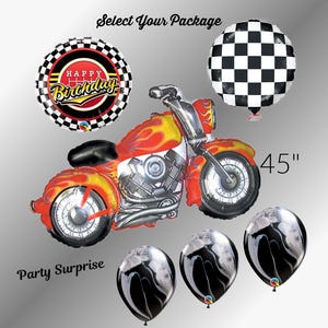 Motorcycle Balloon Pkg Flames 45 Inches Mylar Foil Motorcycle Motocross ...