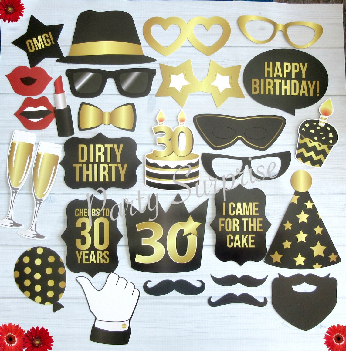 30th Birthday Photo Prop Set with Custom Speech Bubble Black | Etsy