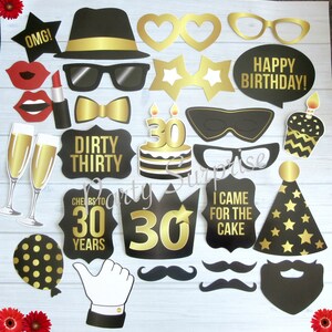 30th Birthday Photo Prop Set With Custom Speech Bubble Black and ...