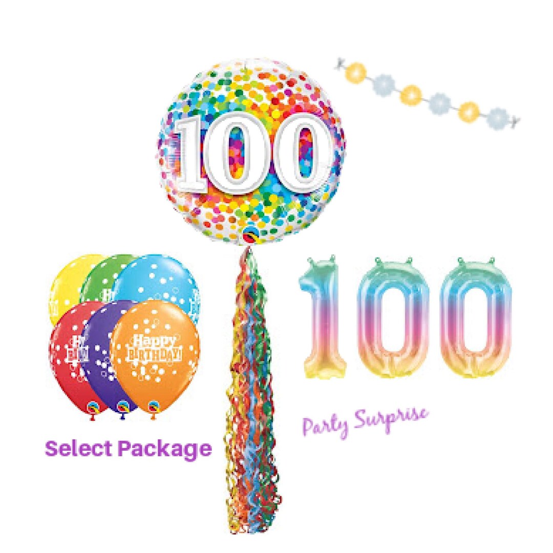 100th Birthday Balloon Package, 100th Birthday, 100 Years Balloon Women ...