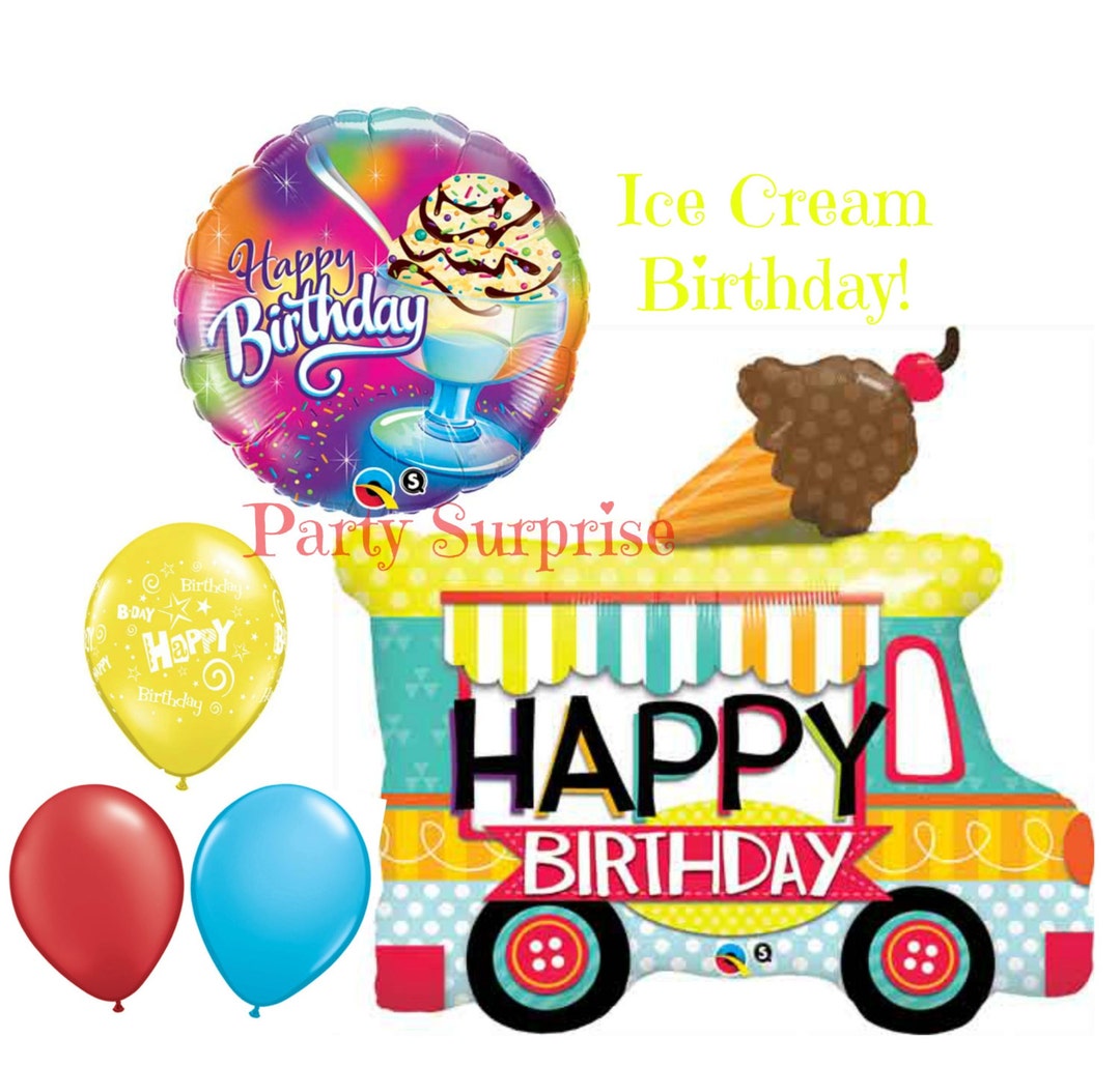 Ice Cream Birthday Party Balloons Kid Birthday Balloons Girl Party Boy ...