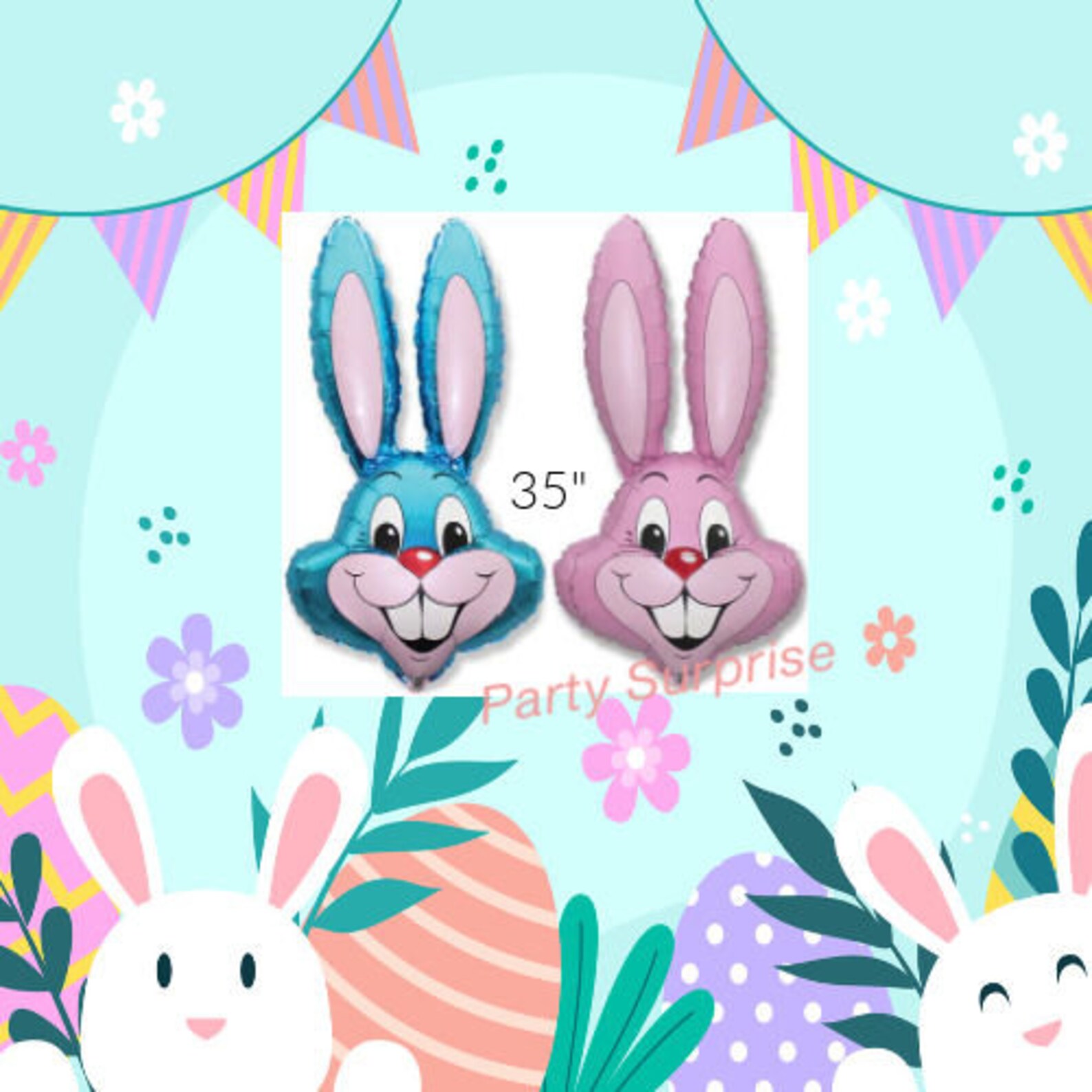 Rabbit Head Balloons Easter Bunnies Mylar Foil Made in USA - Etsy