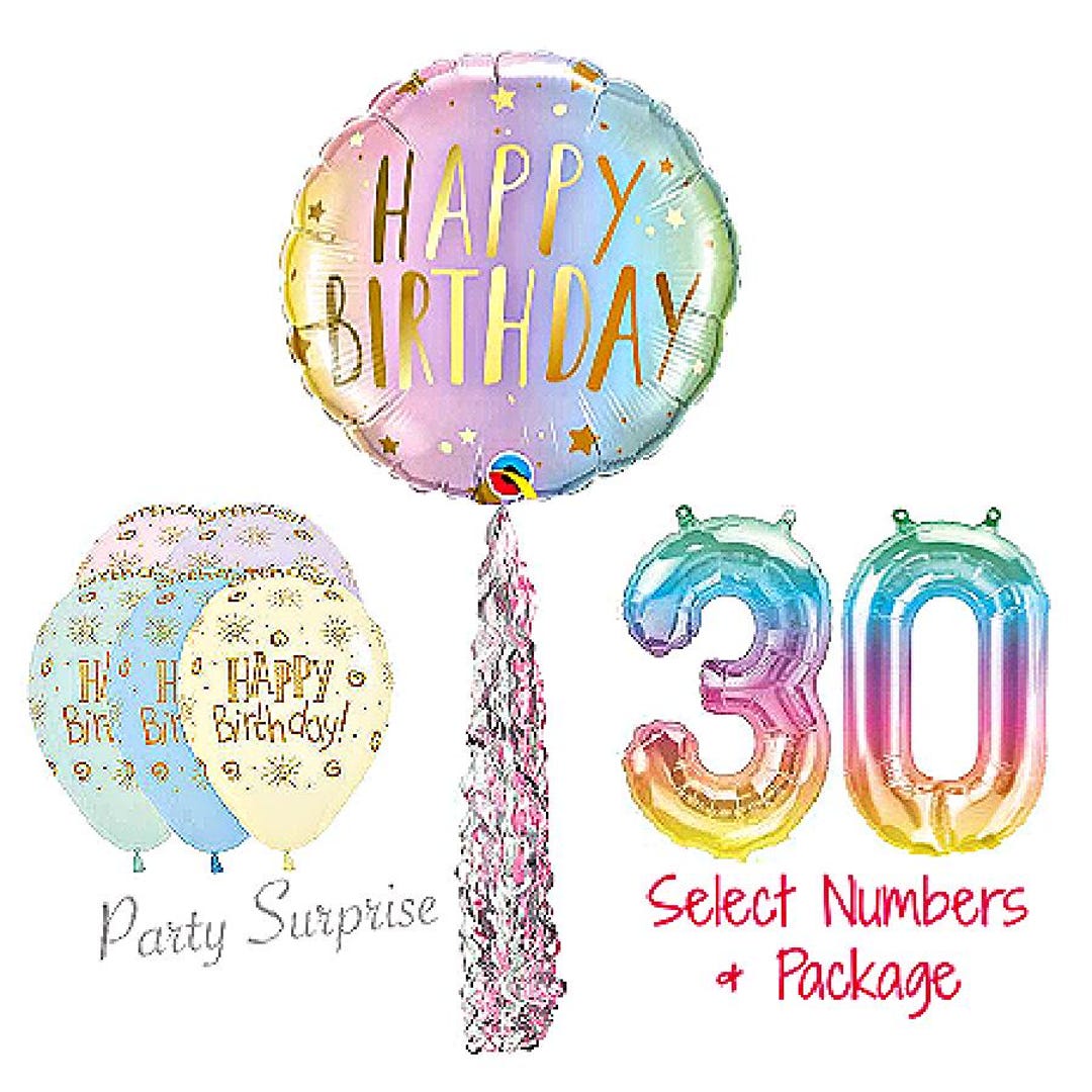 Pastel Birthday Balloon Package: Mylar Foil, Latex & Number Balloons - Etsy