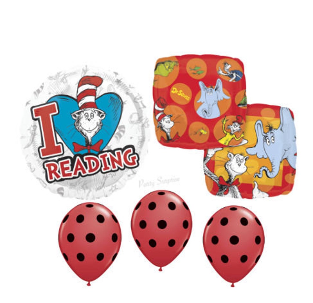 Dr Seuss Balloon Package Reading is Fun Red and Black Dr - Etsy