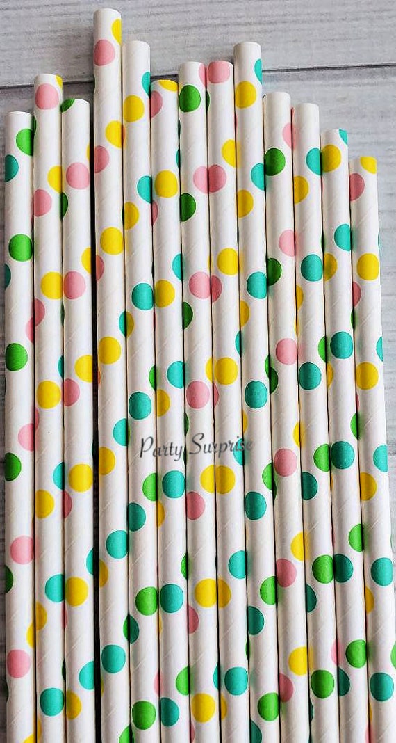 Pastel Dots Straws, Donut Cupcake Birthday Party, Lemonade Summer Pool ...