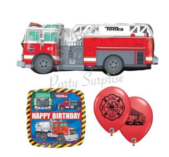 Fire Engine Balloons Fire truck Birthday Party Balloons Firefighter ...