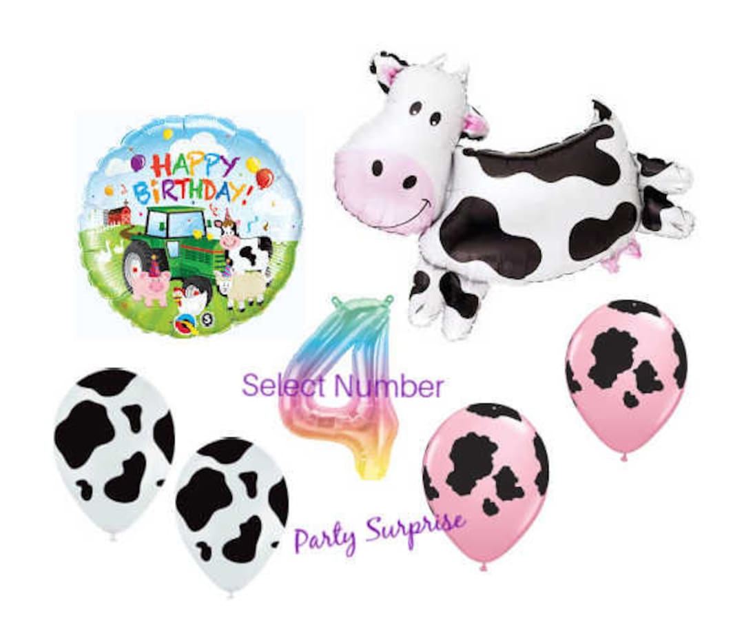 Pink Cow Balloon Package Jumbo Cow Farm Party Balloons Girl Birthday ...