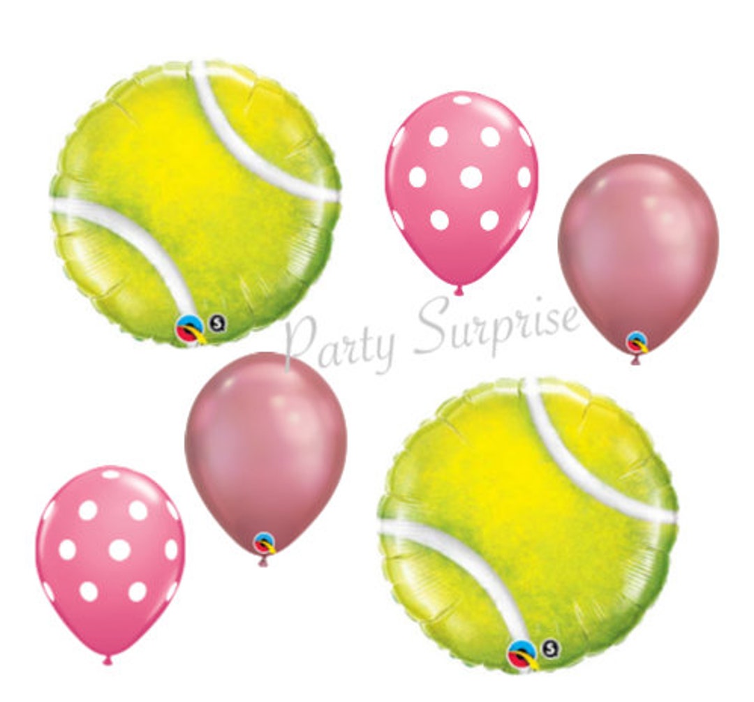 Tennis Balloon Package Pink and Yellow Mylar Foil and Latex - Etsy