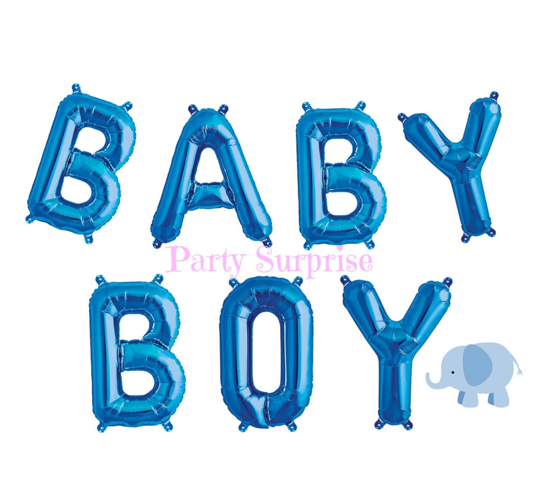 Baby Boy Balloon Banner Blue Letter Balloons Baby Boy Banner Garland ...