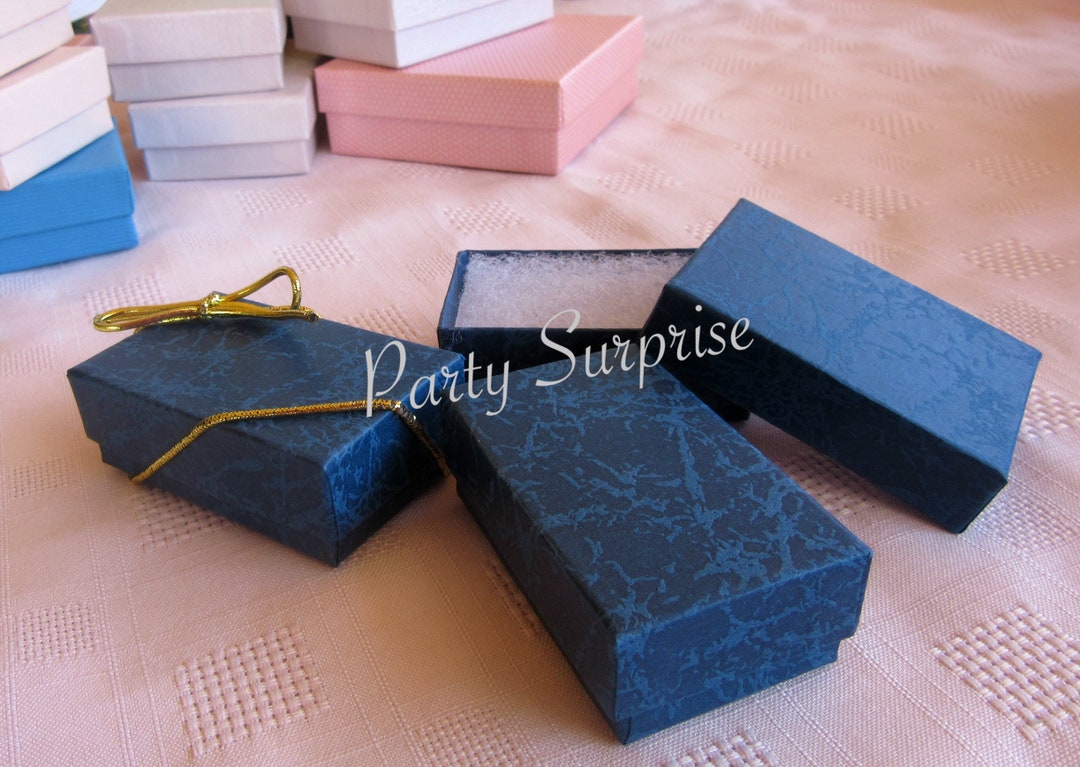 Navy Jewelry Gift Box Small Embossed Ring Pin Earrings Cufflinks Navy ...