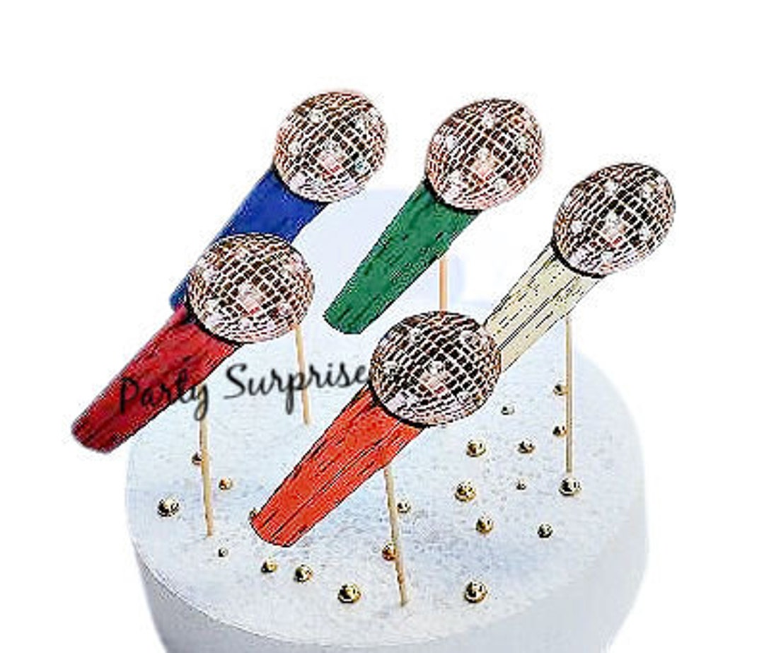 Microphones Cupcake Toppers Blue Green Yellow Red Orange Hollywood ...