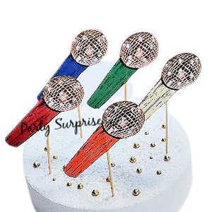 Microphones Cupcake Toppers Blue Green Yellow Red Orange Hollywood ...