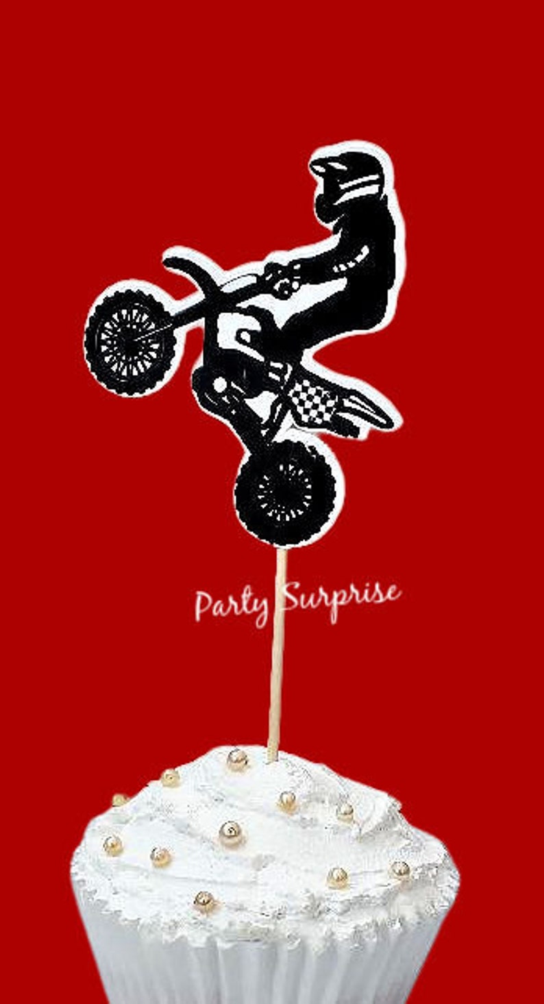 Motocross Cupcake Cake Toppers Banner Custom Hand Made Motorbike ...