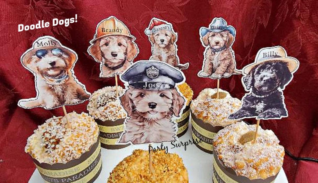 Doodle Dogs Cupcake/cake Toppers, Banners, Custom Hand Made for You ...