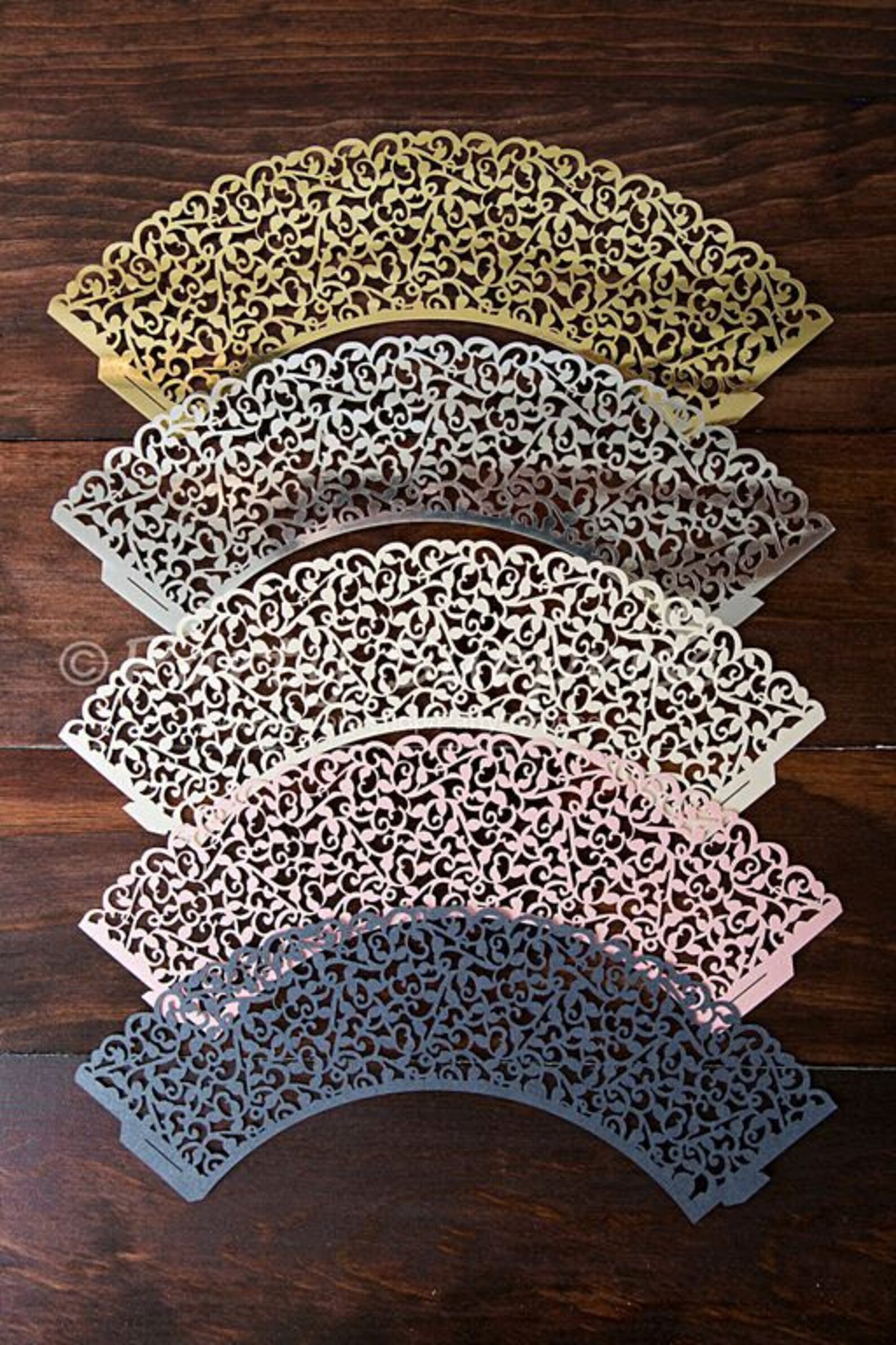 Gold Cupcake Wrapper Metallic Gold Foil Lace Filigree Wedding - Etsy